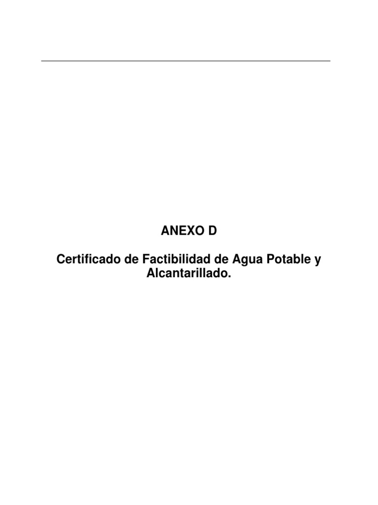 Anexo D Certificado de Factibilidad de Agua Potable y Alcantarillado | PDF | Presupuesto | Science