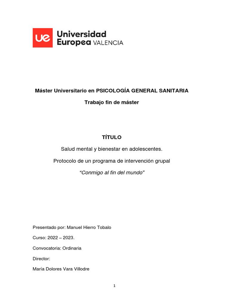 TFM - Manuel Hierro Tobalo CONMIGO AL FIN DEL MUNDO | PDF | Las ...