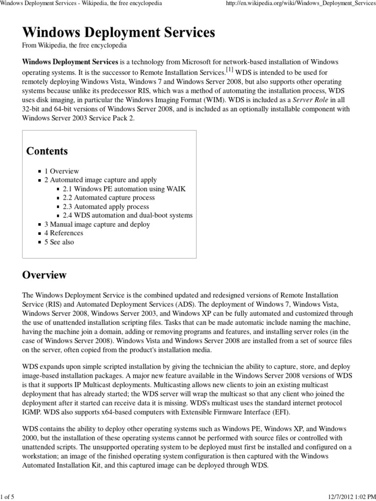 Windows Deployment Services - Wikipedia, The Free Encyclopedia | PDF ...