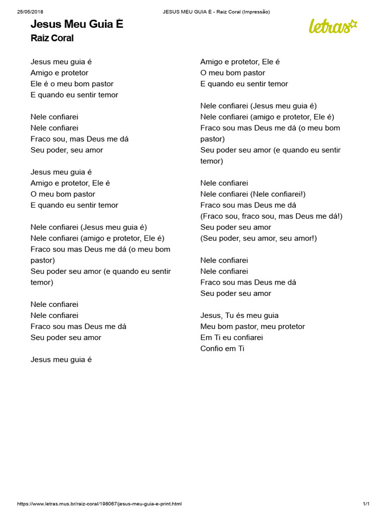 Jesus Meu Guia: Letra e Mensagem | PDF | Jesus | Conceitos de Deus