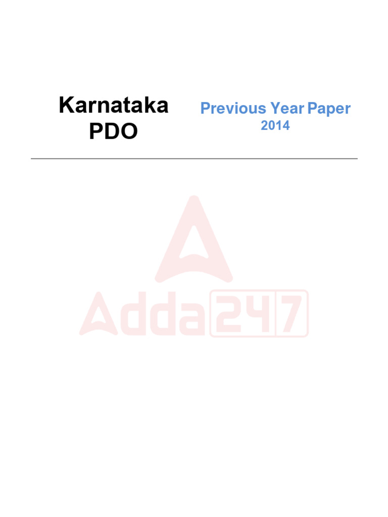 Karnataka RDPR PDO Official Paper Held in 2014 1 | PDF