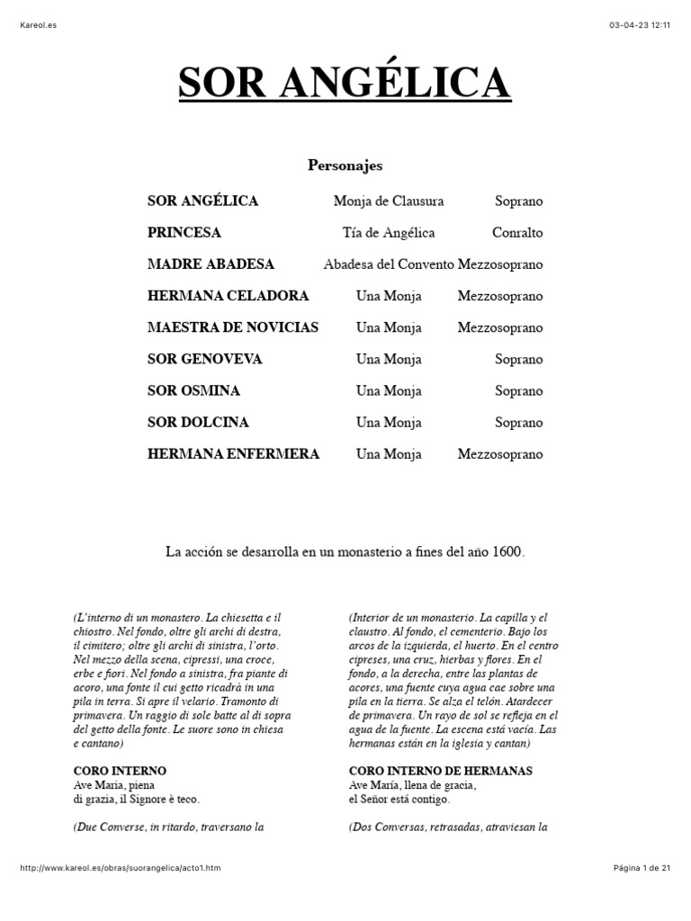 Sor Angelica Libreto | PDF