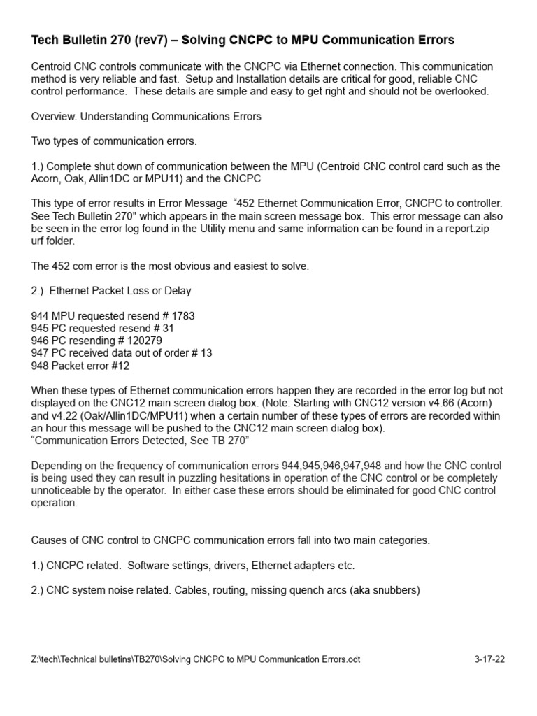 Tech Bulletin 270 (Rev7) - Solving CNCPC To MPU Communication Errors ...