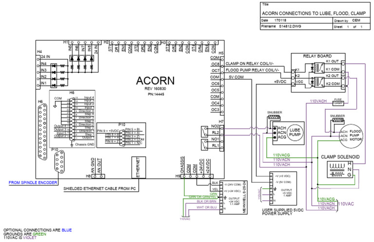 Acorn: Acorn Connections To Lube, Flood, Clamp | PDF | Electrical ...