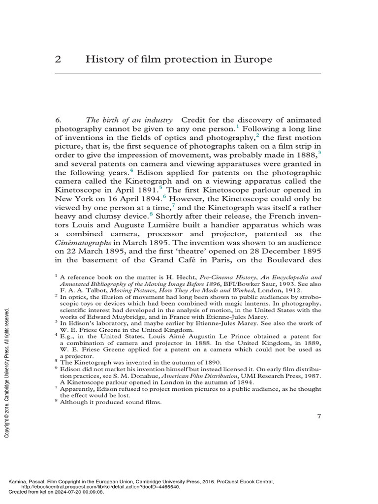 Film Copyright in The European Union - (2 History of Film Protection in ...