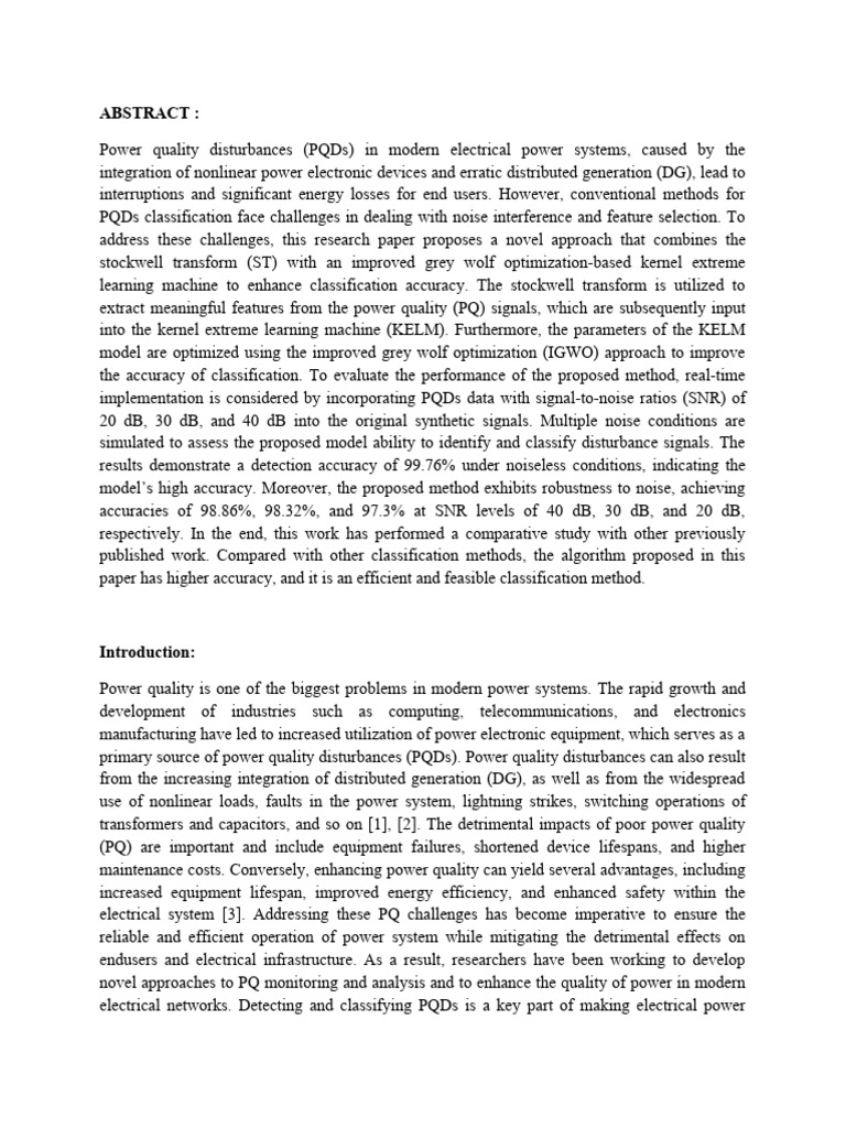 Artificial Intelligence and Machine Learning Based Analysis of Power Signal Disturbance | PDF ...