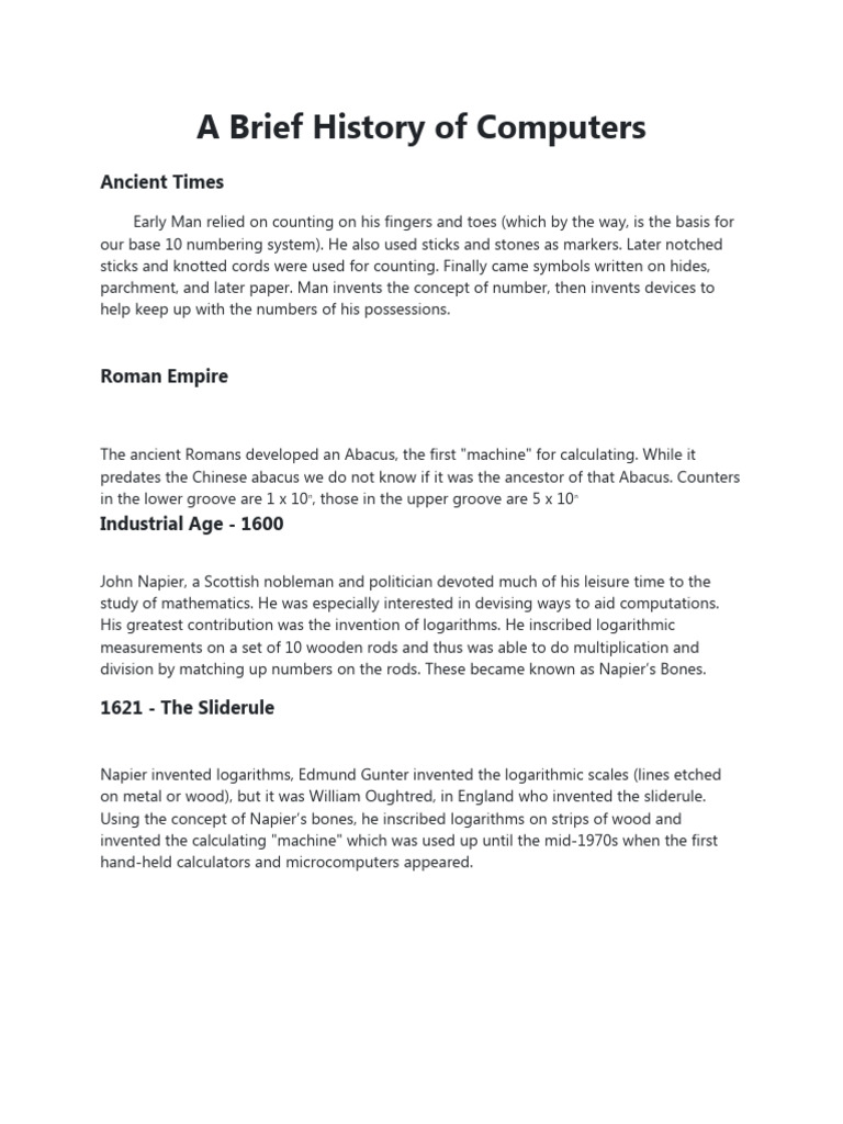Lesson 2 Brief History of Computers | PDF | Integrated Circuit ...