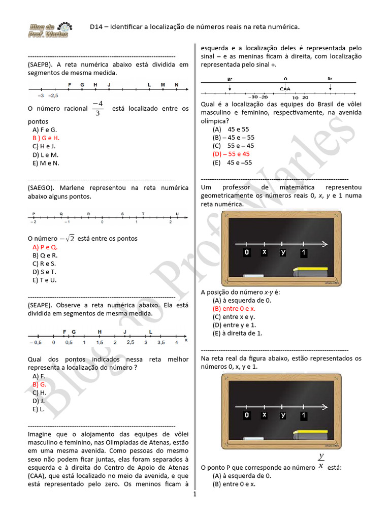 D14 (3 Série - EM - Mat.) - Blog Do Prof. Warles | PDF | Linha ...