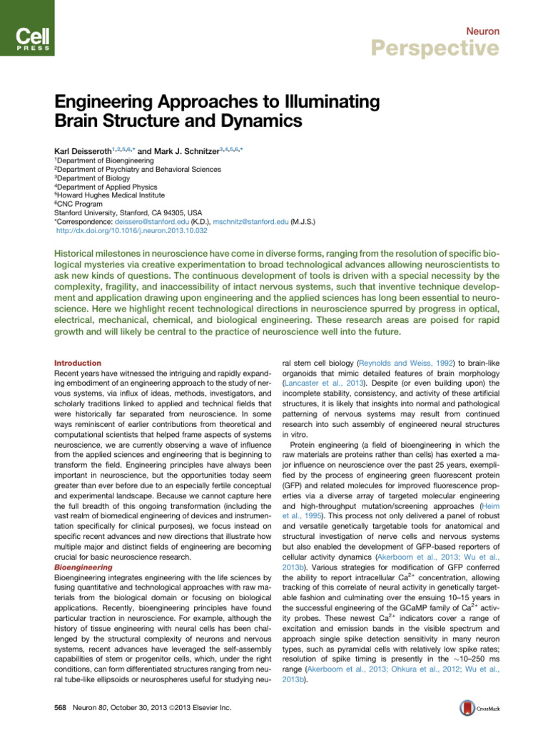 Engineering Approaches To Illuminating Brain Structure and Dynamics ...