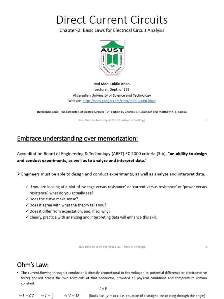 Lecture 2 | PDF | Series And Parallel Circuits | Electrical Resistance And Conductance