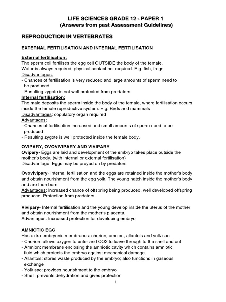 Life Sciences Grade 12 Study Notes p1 | PDF | Anatomy