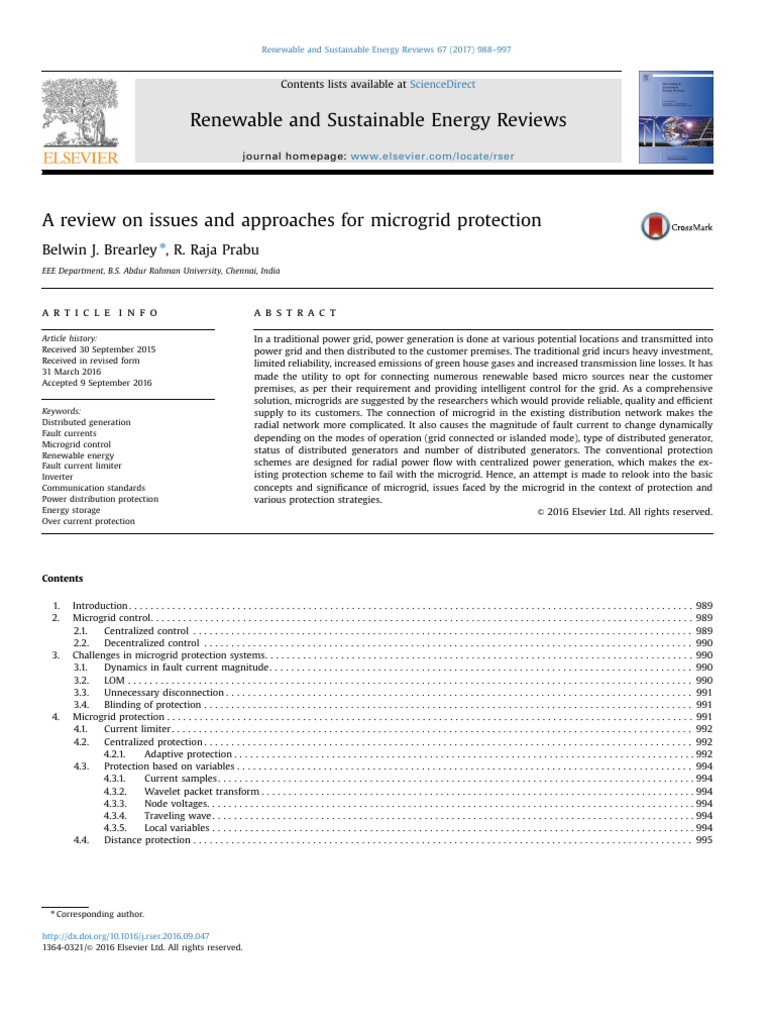 A Review On Issues And Approaches For Microgrid Protection Pdf Distributed Generation