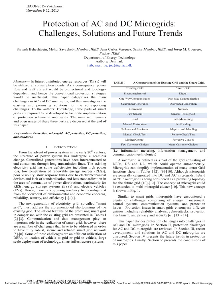Protection Of Ac And Dc Microgrids Challenges Solutions And Future Trends Pdf Smart Grid