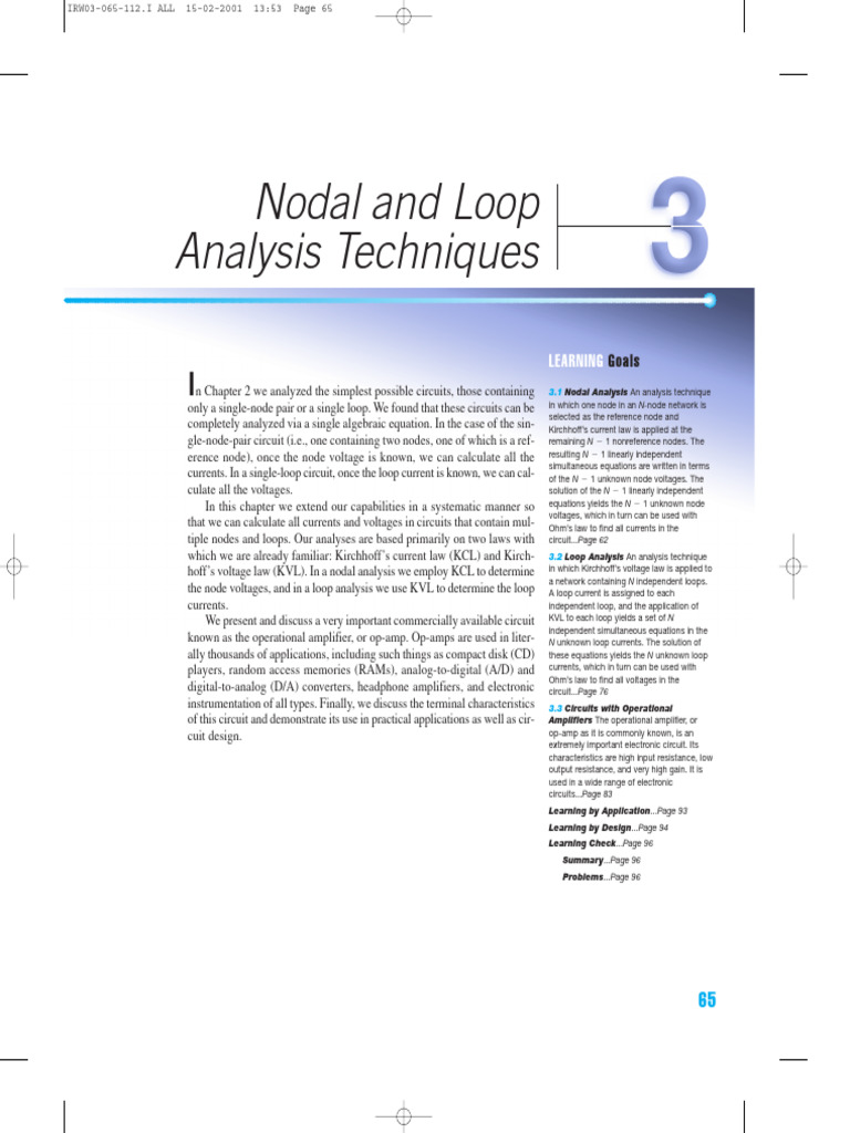 Nodal and Loop Analysis Techniques: Learning | PDF | Electrical Network | Operational Amplifier