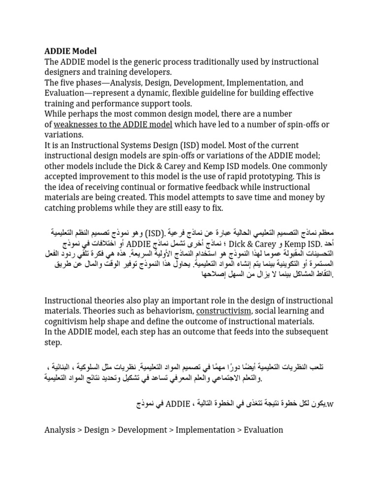 ADDIE Model | PDF | Instructional Design | Cognitive Science