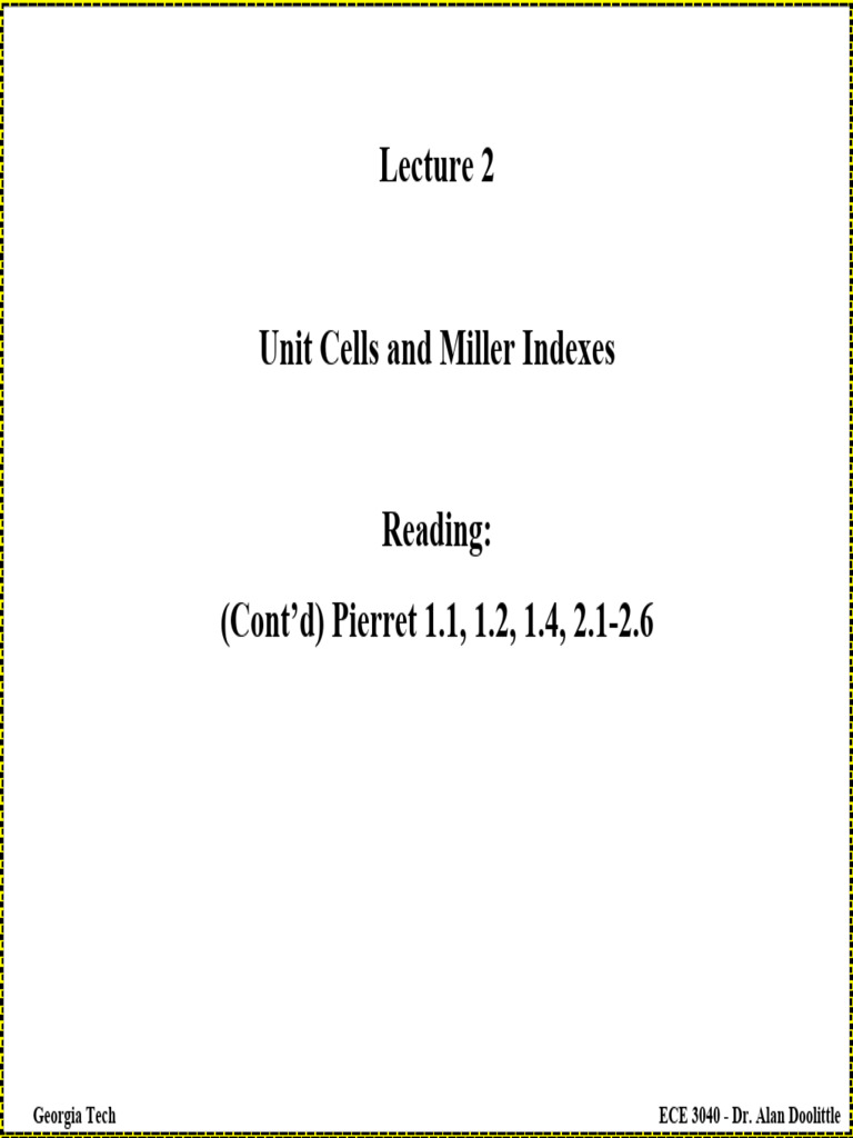 Unit Cells and Miller Index Basics | PDF | Crystal Structure ...