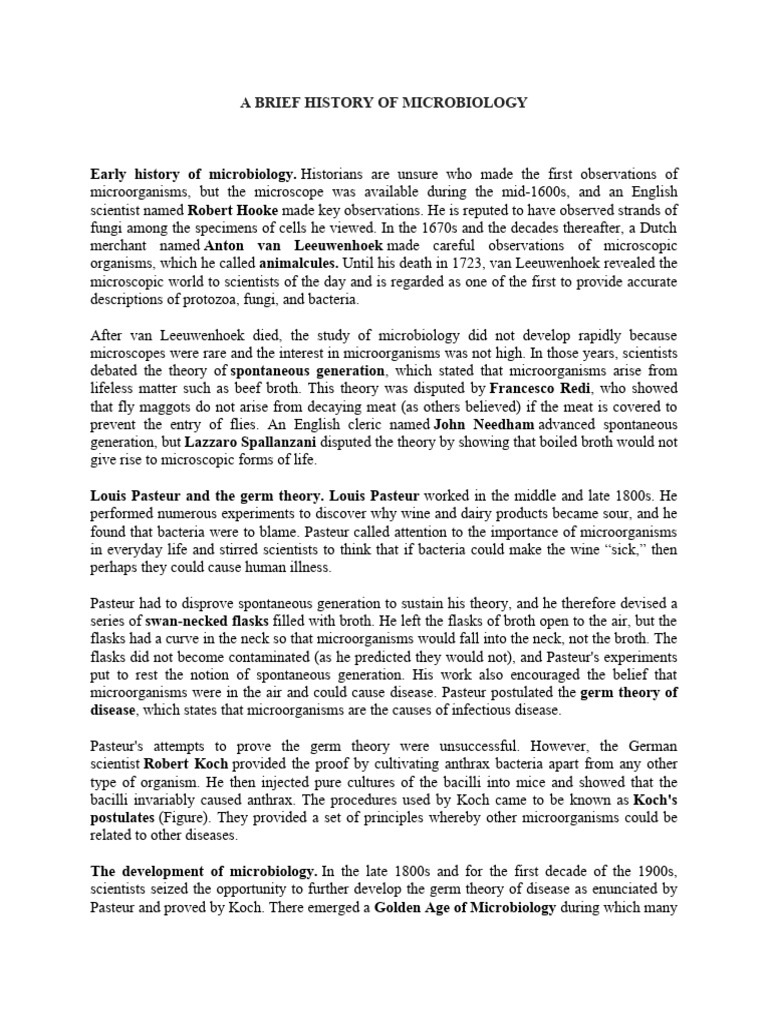 L1-History of microbiology | PDF | Microbiology | Microorganism