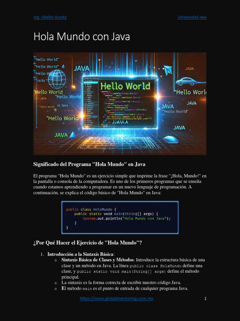 Guía de "Hola Mundo" en Java | PDF | Java (lenguaje de programación ...