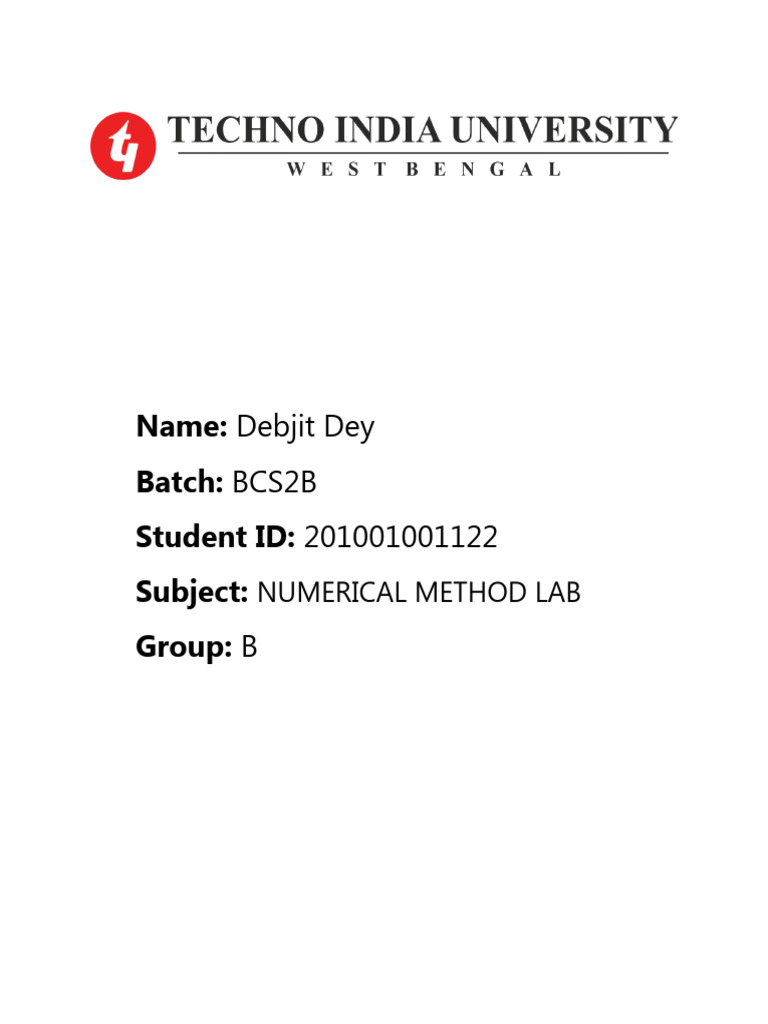 Debjit Dey - Numerical Lab Assignment 1 | PDF