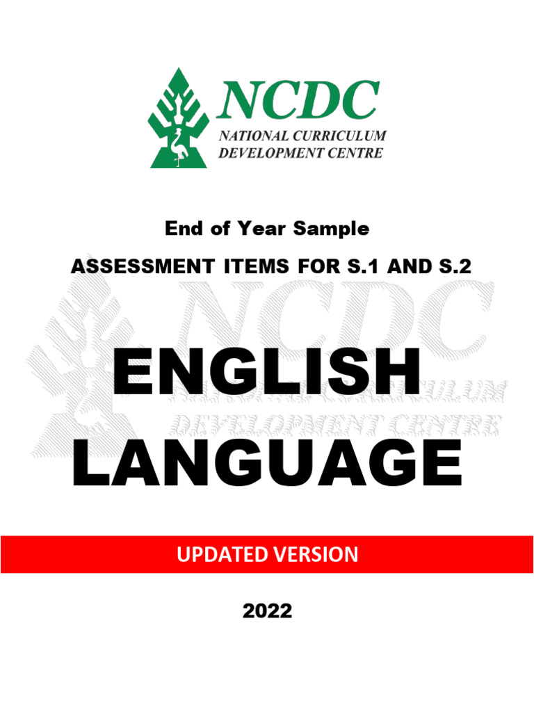 Ncdc-English Sample Assessment Items S.1 & S.2-2022 | PDF | Learning | English Language