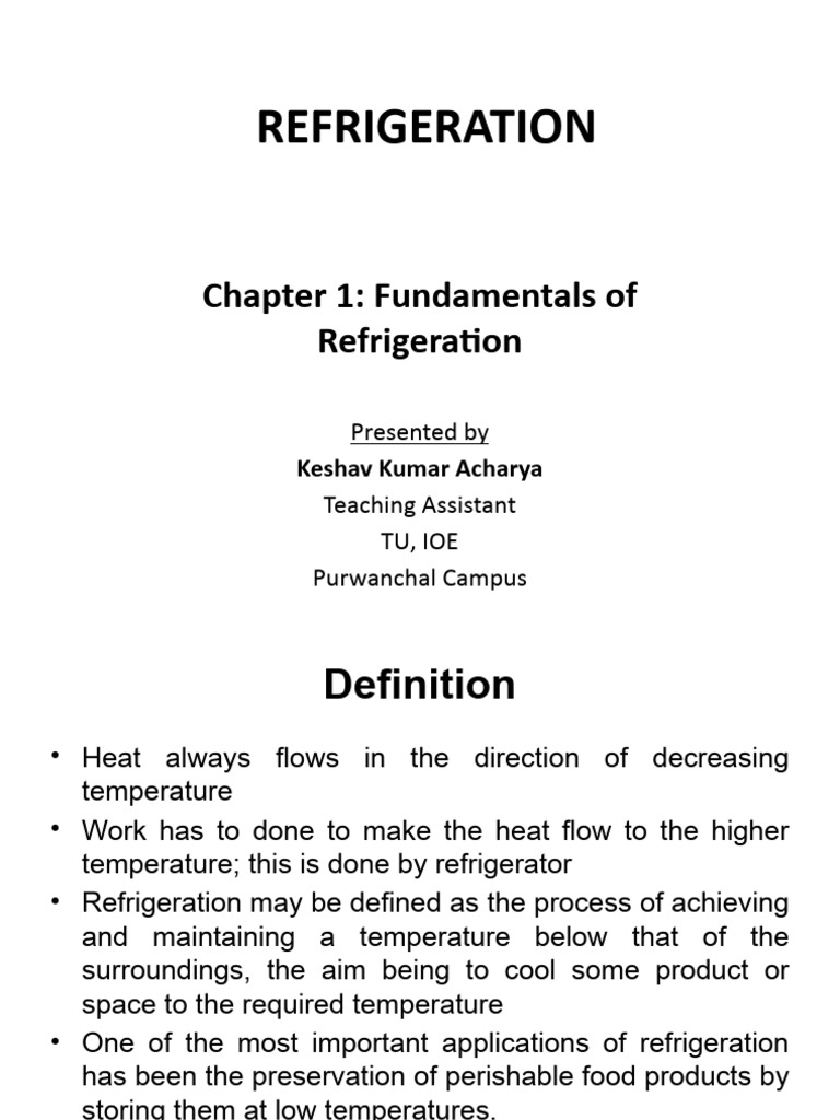 Chapter 1 Fundamentals of Refrigeration | PDF | Refrigeration | Food ...