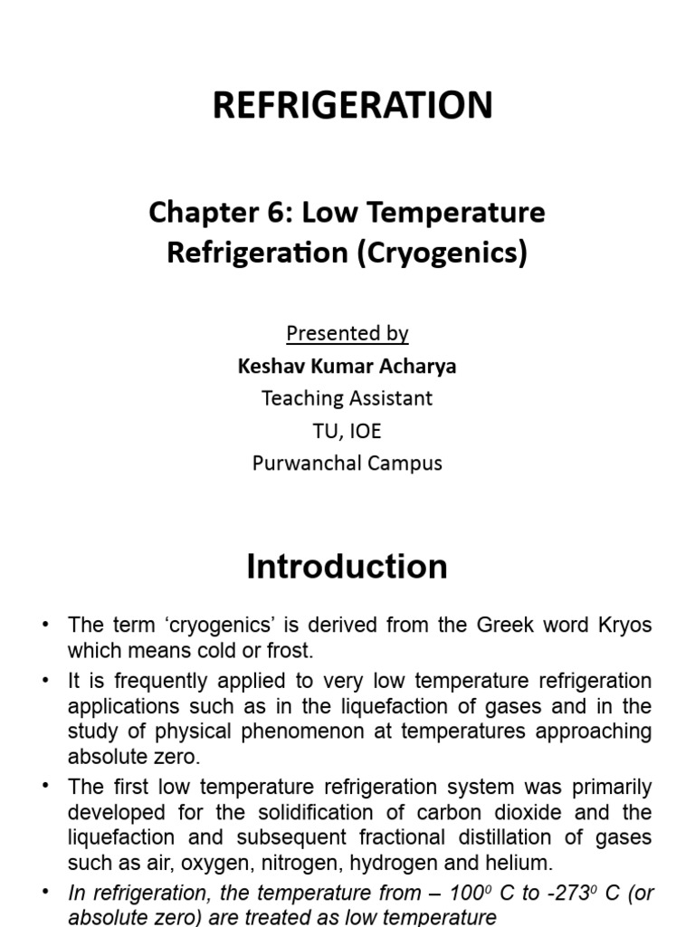 Cryogenics & Refrigeration Systems | PDF | Cryogenics | Refrigeration