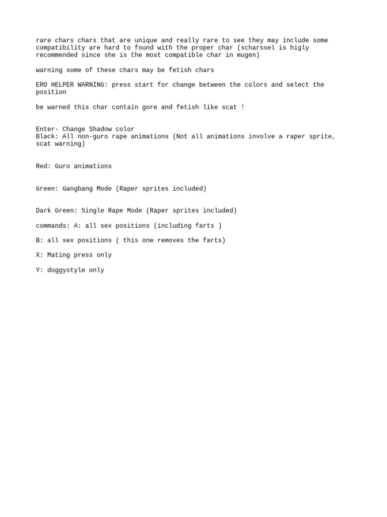 Rare MUGEN Characters Guide | PDF