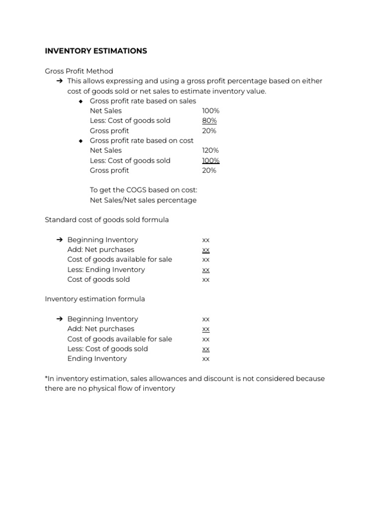 Inventory Estimations | PDF
