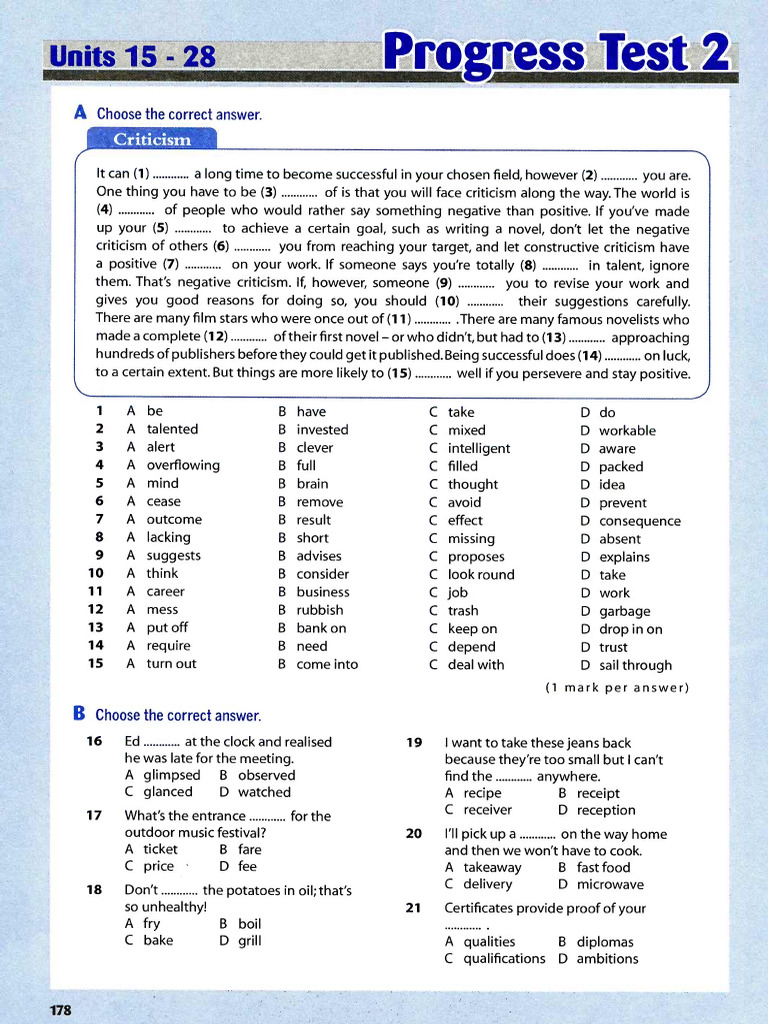 Progress Test 2 | PDF