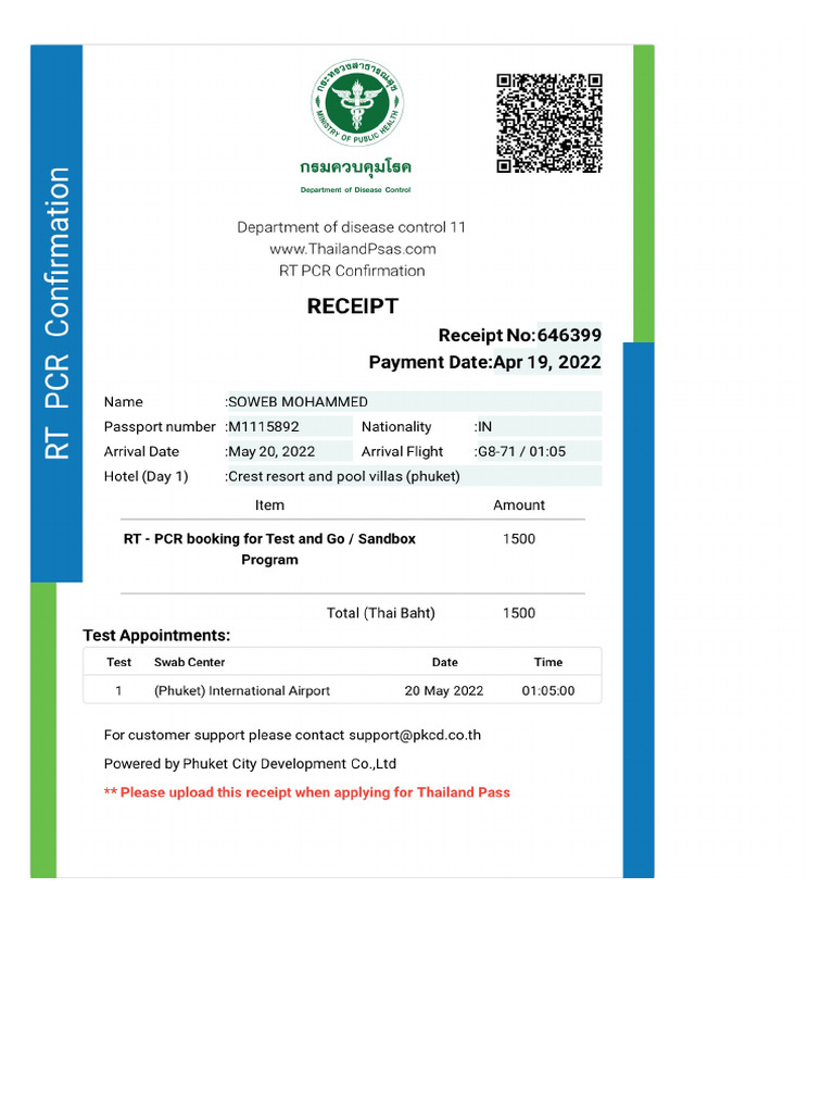 RTPCR Soweb Receipt | PDF