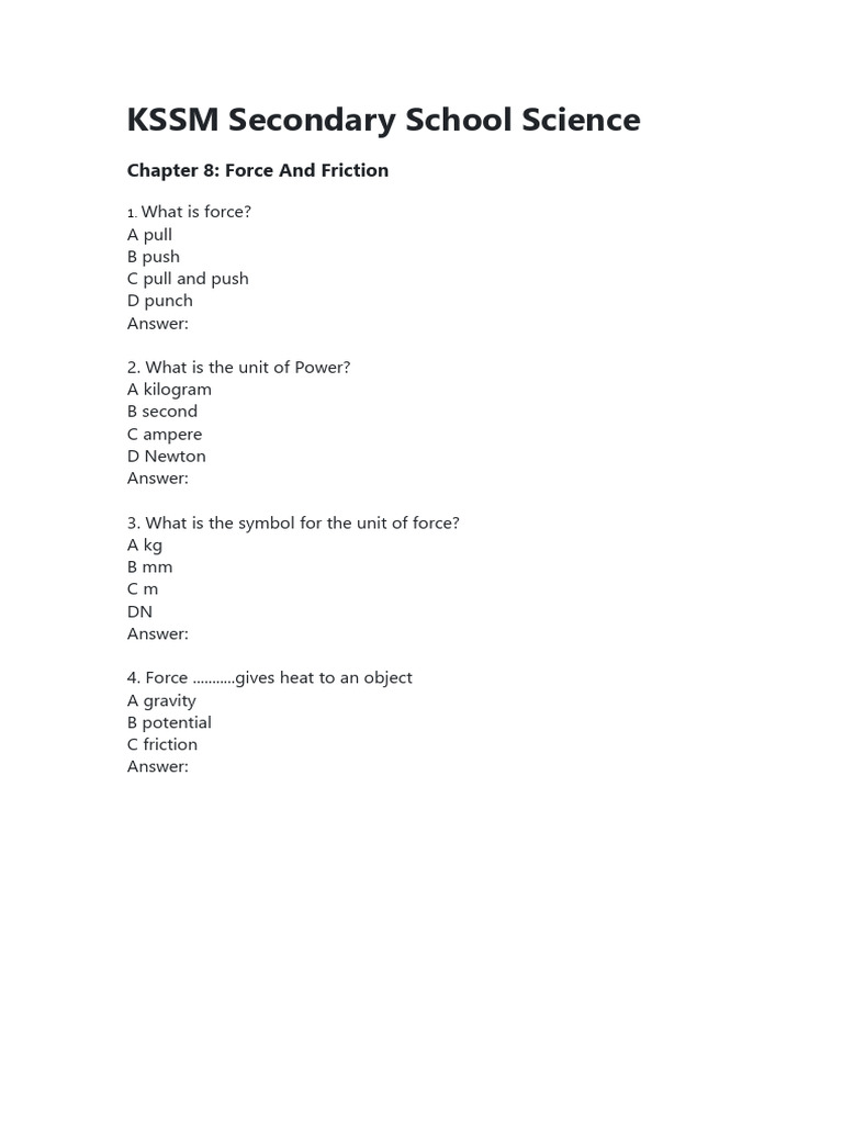 KSSM Secondary School Science | PDF | Force | Buoyancy