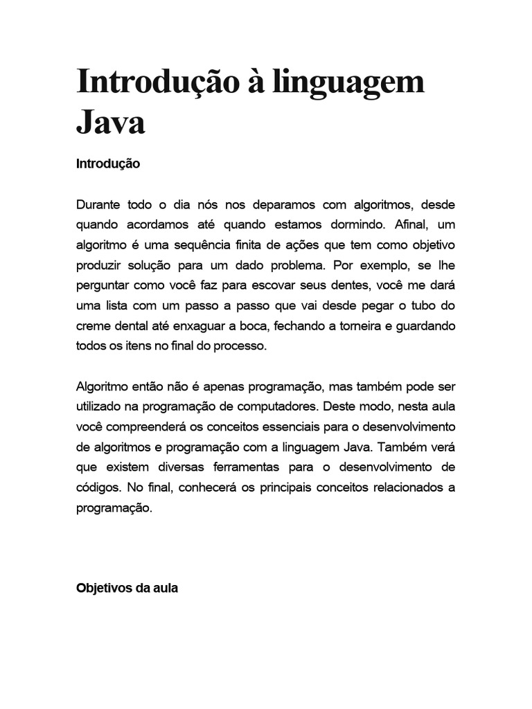Introdução à linguagem Java | PDF | Paradigmas de programação ...