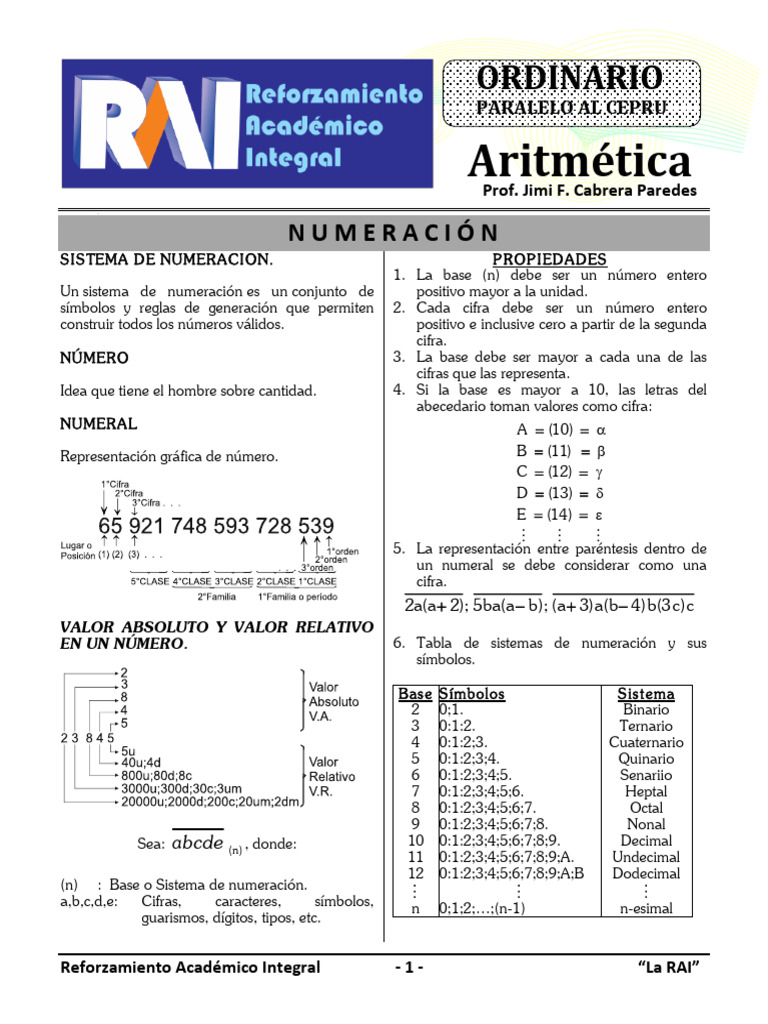 Po - 014 Numeracion - I | PDF | Ingeniería Informática | Números