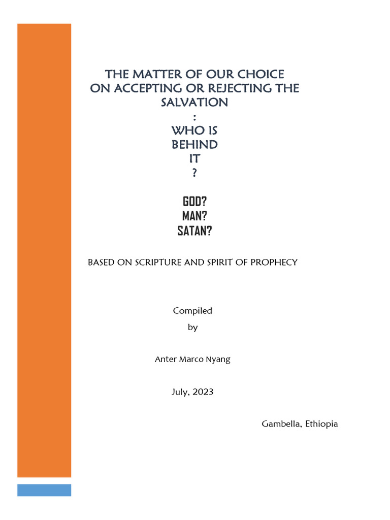 The Matter of Our Choice On Salvation | PDF | Jesus | Prophets And ...