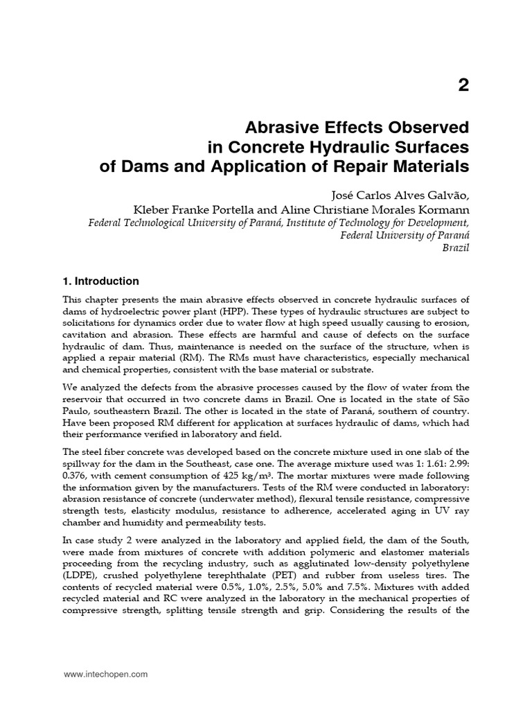Abrasive Effects Observed in Concrete Hydraulic Surfaces of Dams and Application of Repair ...