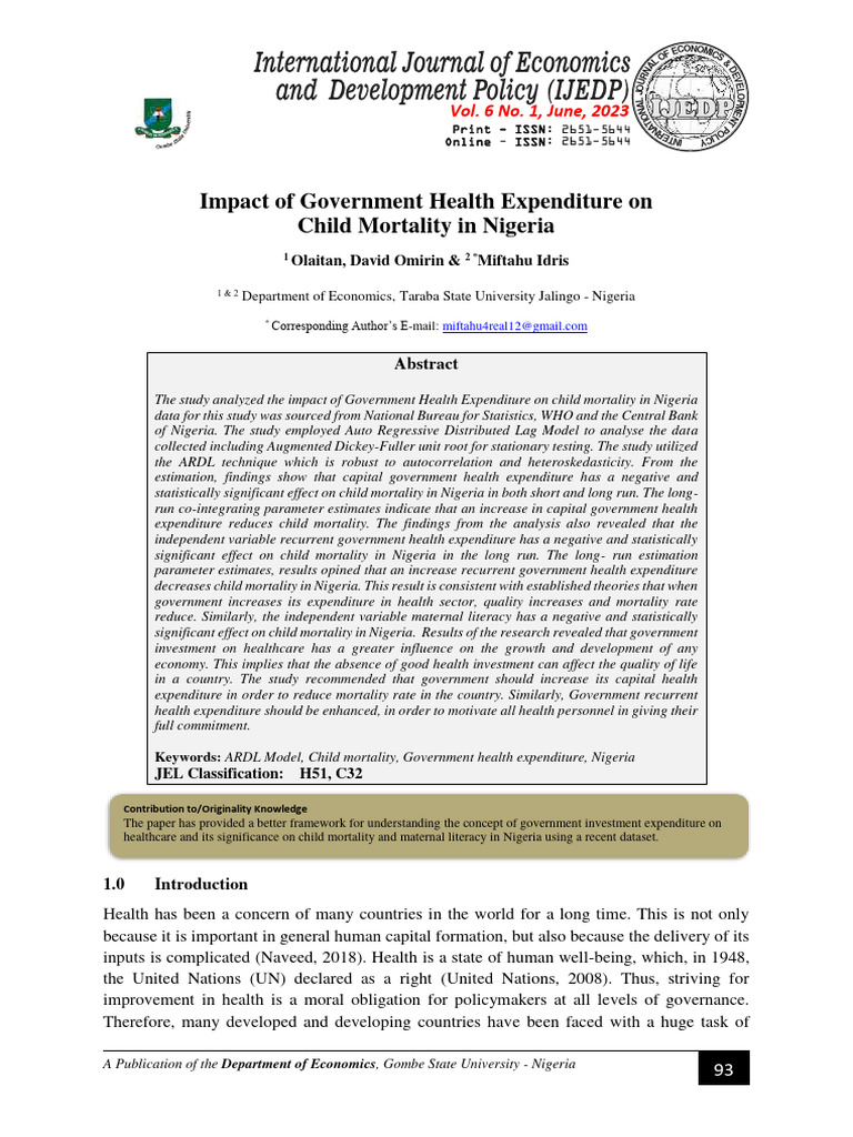 Government Health Spending and Child Mortality | PDF | Child Mortality | Infant Mortality