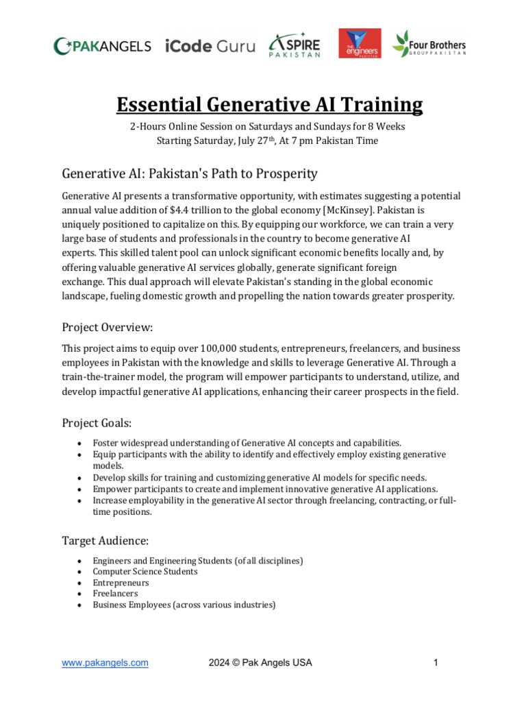 Generative AI Training for Pakistan's Future | PDF | Artificial ...