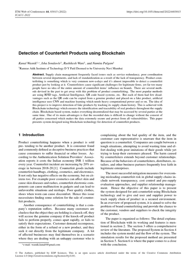 Blockchain for Counterfeit Detection | PDF | Counterfeit | Qr Code