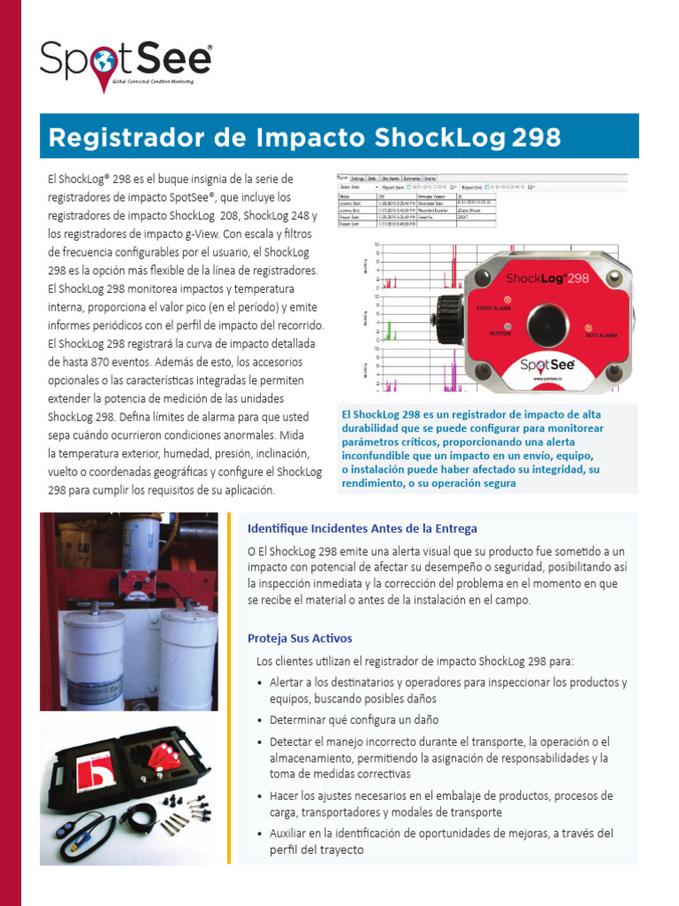 ShockLog® 298 Impact Recorder Sales Sheet - A4 Spanish 27jun19 HR 1 ...