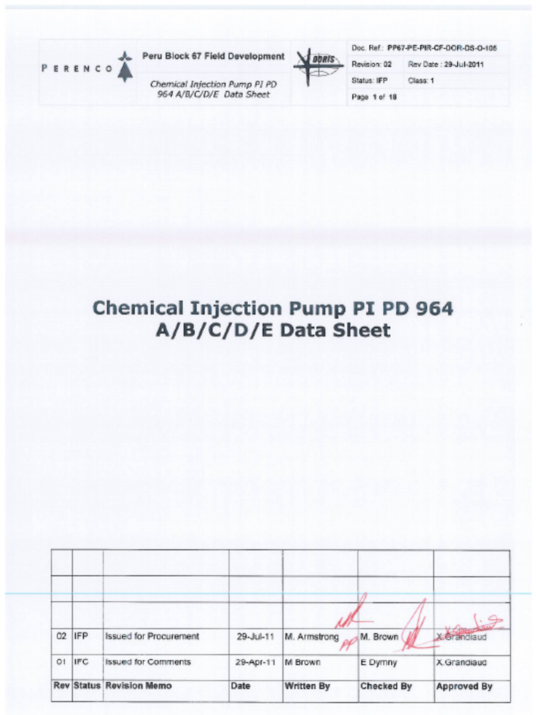 PP67-PE-PIR-CF-DOR-DS-O-105 - Rev02 - PD964ABCDE Dosing Pump | PDF ...