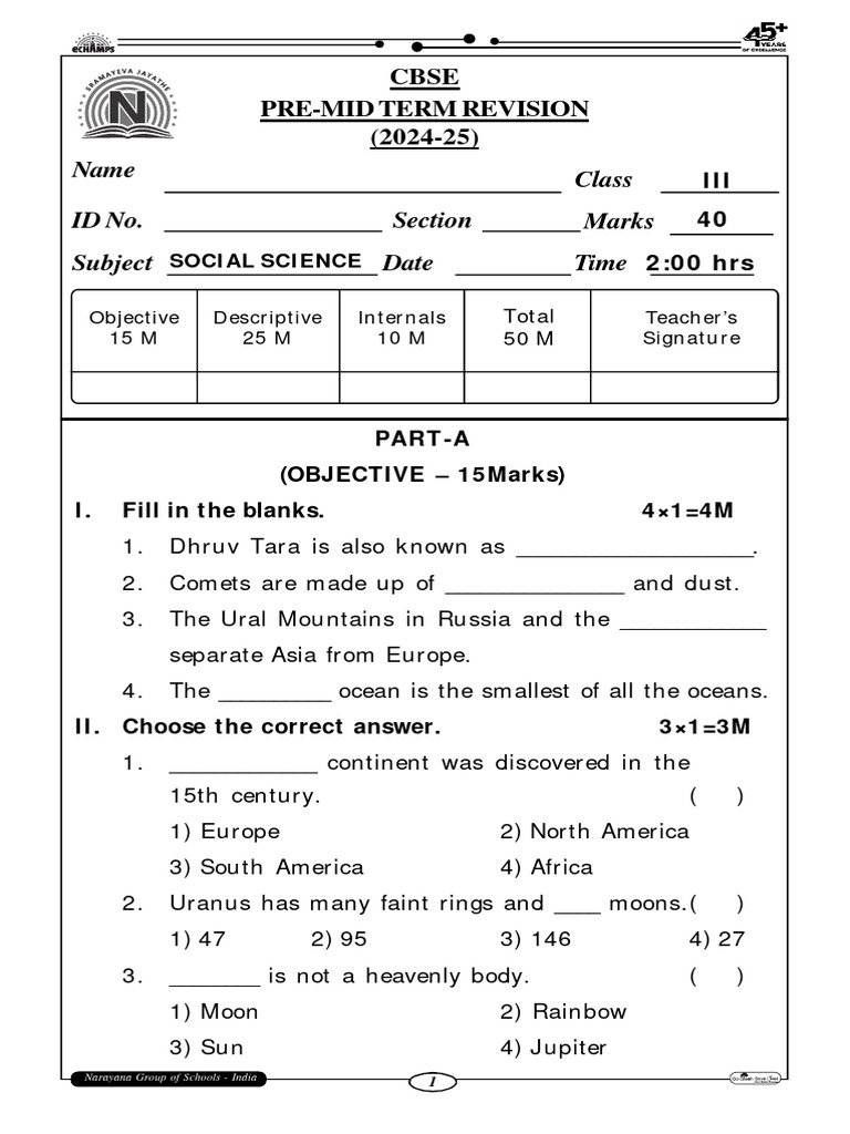 SOCIAL-CLASS-III_PRE MID REVISION-FINAL_20240719_142000 | PDF | Planets ...