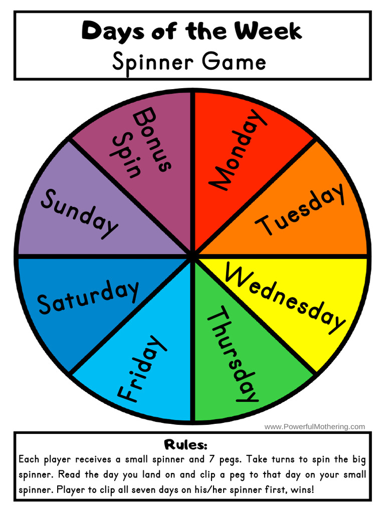 Days Spinner Game 1 | PDF