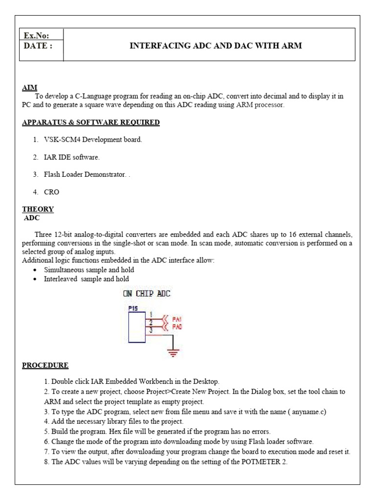 ARM ADC and DAC Interfacing Guide | PDF | Analog To Digital Converter ...