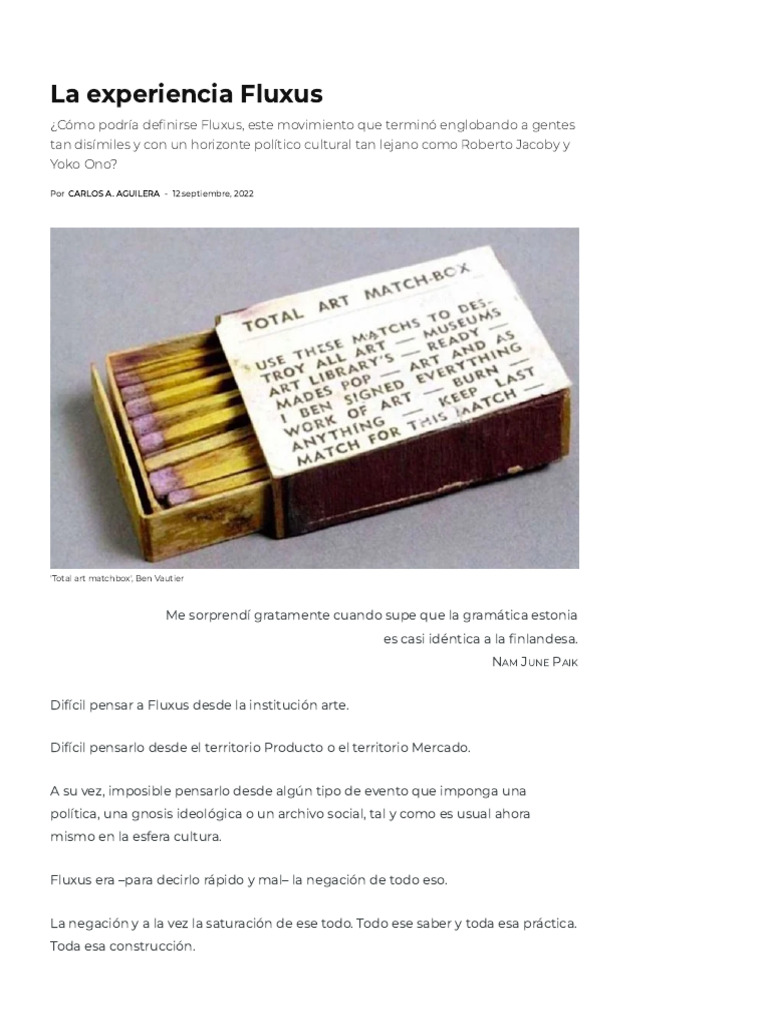 La Experiencia Fluxus - Rialta Magazine | PDF | Las artes | Movimientos ...