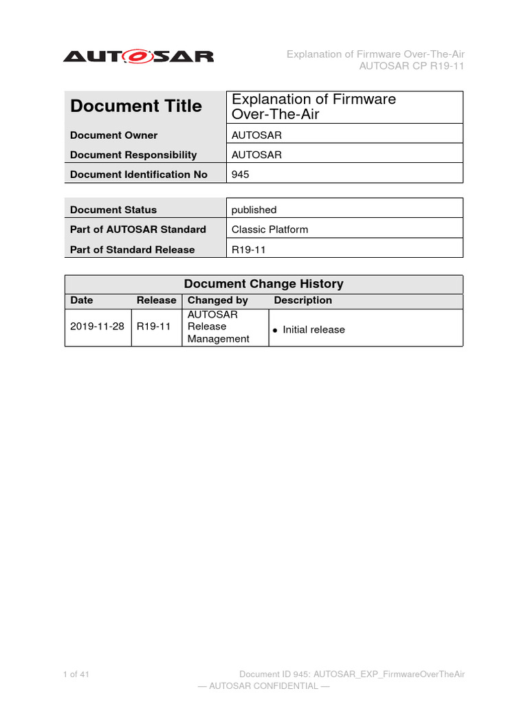 AUTOSAR EXP FirmwareOverTheAir | PDF | Booting | Verification And Validation