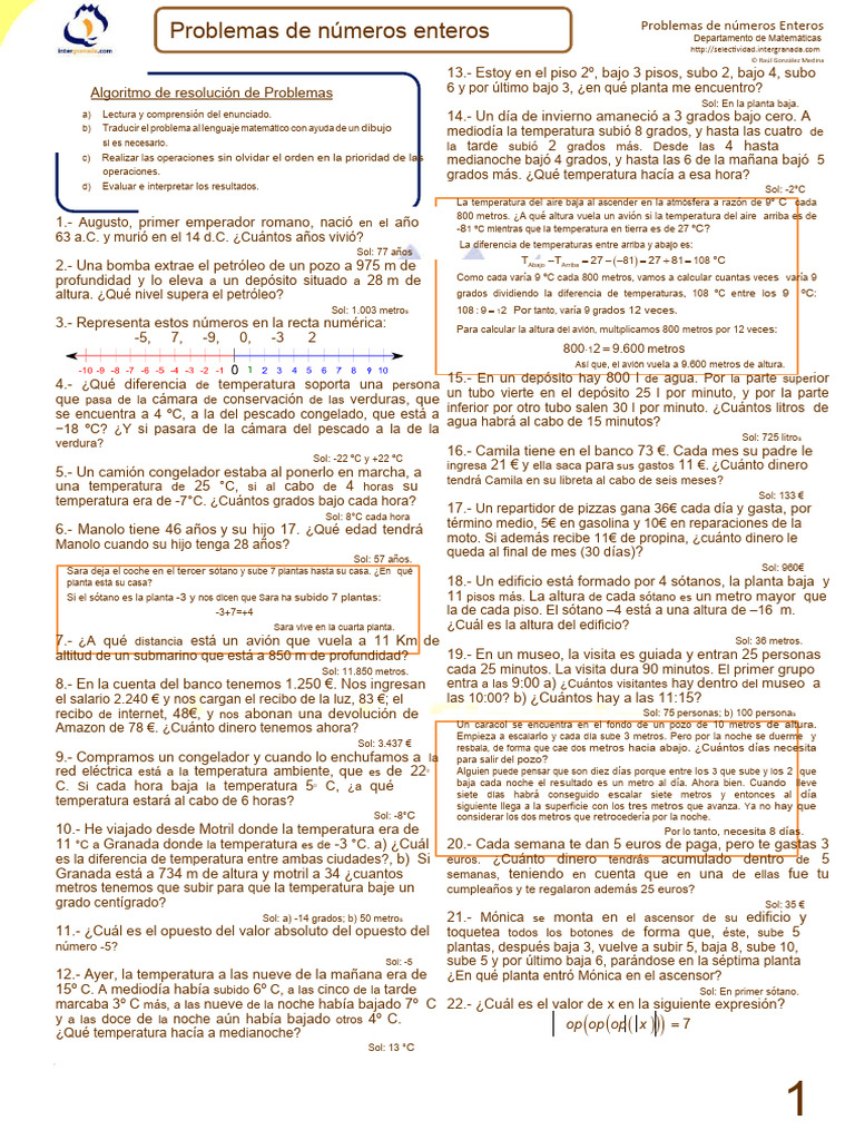 Problemas Enteros | PDF | Temperatura | Dom
