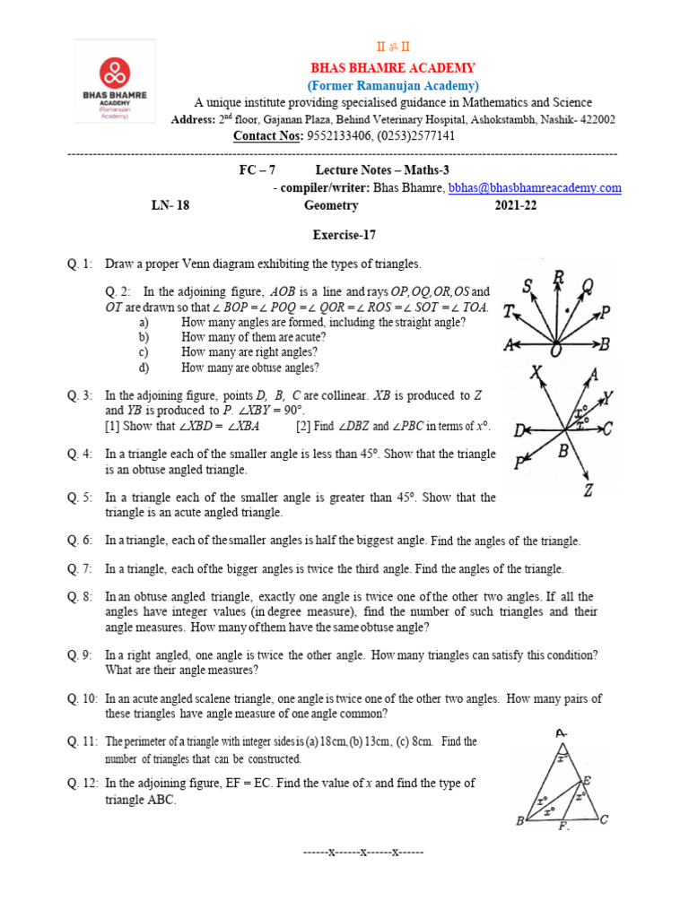 FC-7_LN-18_Maths-3_BB_2021-22 | PDF | Triangle | Angle