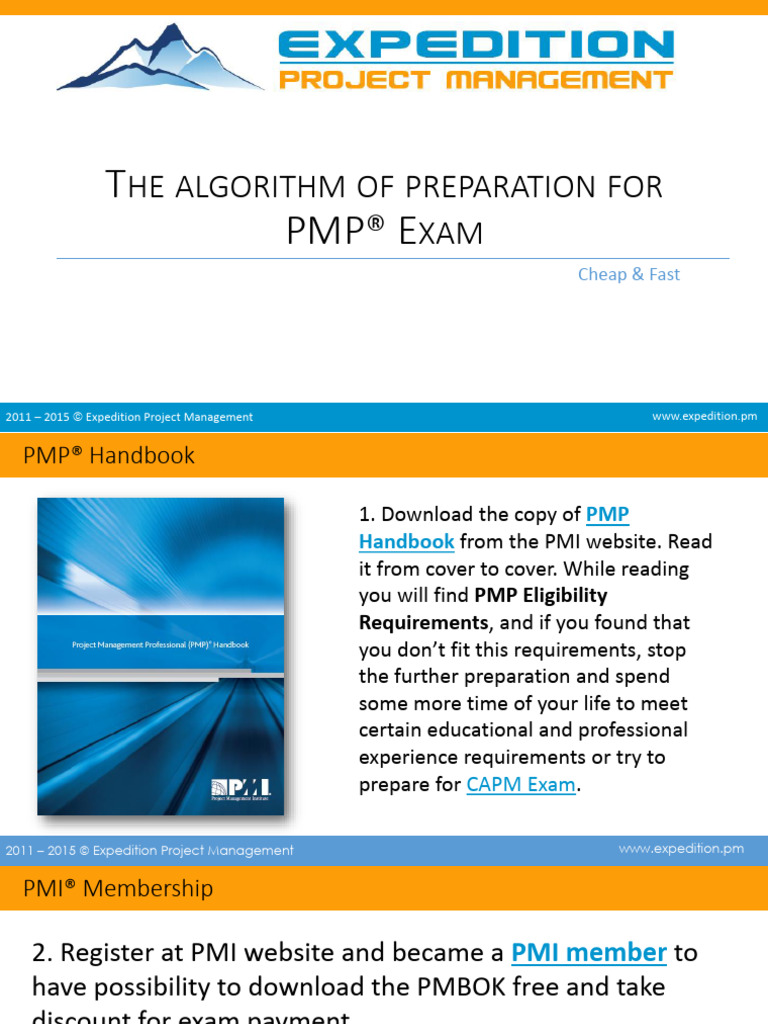 The Algorithm of Preparation For PMP Exam | PDF
