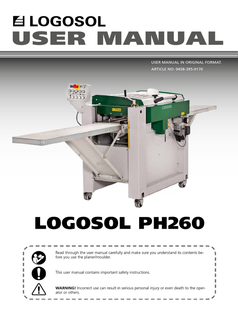 Logosol PH260 User Manual | PDF | Screw | Belt (Mechanical)