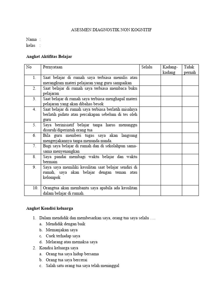 Asesmen Diagnostik Non Kognitif | PDF